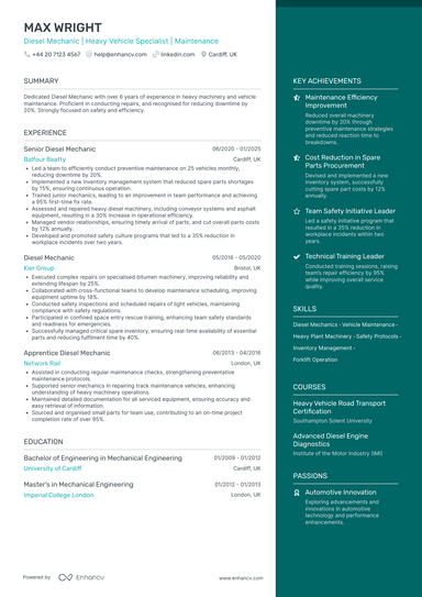 Mechanic CV Examples & Guide for 2026