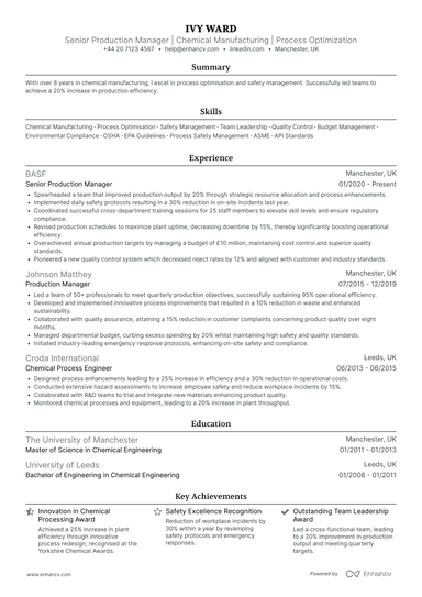 Production Manager CV Examples & Guide for 2026