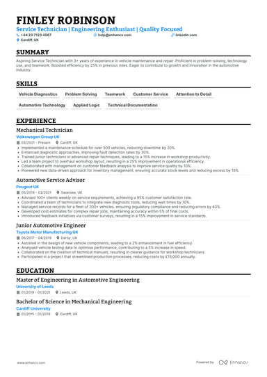Mechanic CV Examples & Guide for 2026