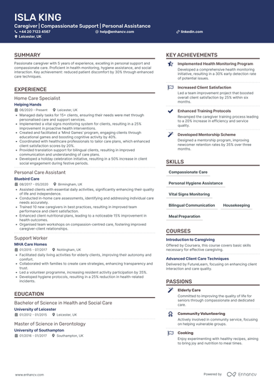 Caregiver CV Examples & Guide for 2025