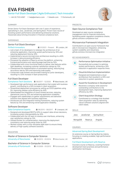 Full Stack Developer CV Examples & Guide for 2026