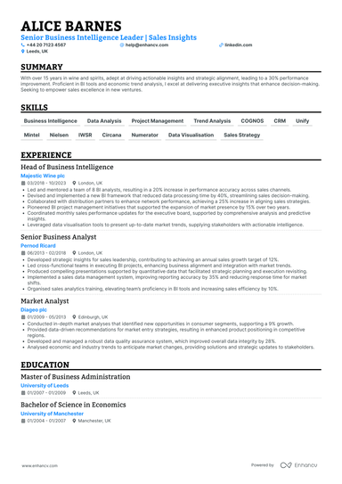 Business Intelligence CV Examples & Guide for 2026