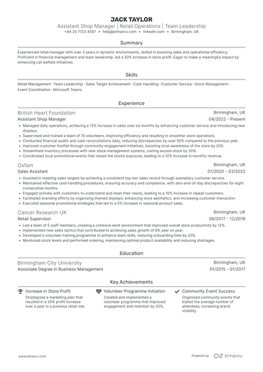 Shop Assistant CV Examples & Guide for 2026