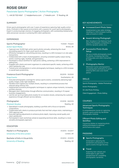 Photographer CV Examples & Guide for 2026