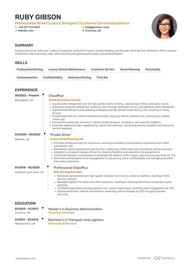 Driver CV Examples & Guide for 2025