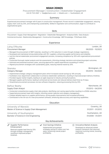 Procurement Manager CV Examples & Guide for 2026