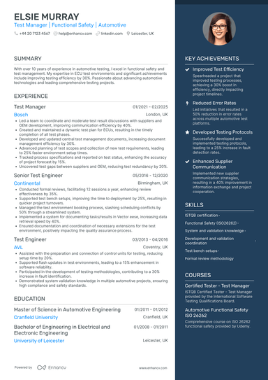 Test Manager CV Examples & Guide for 2026