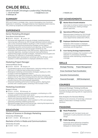 Chief of Staff CV Examples & Guide for 2026
