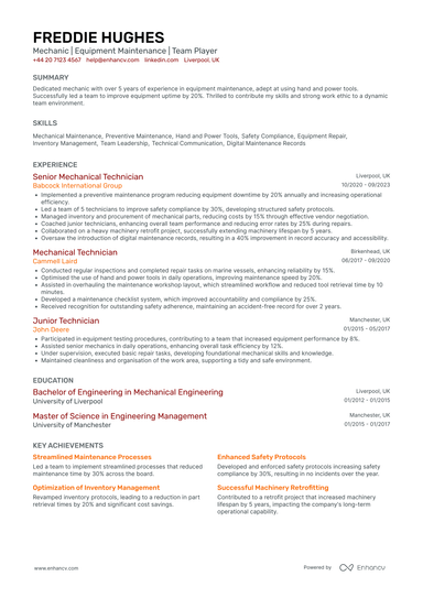 Mechanic CV Examples & Guide for 2025