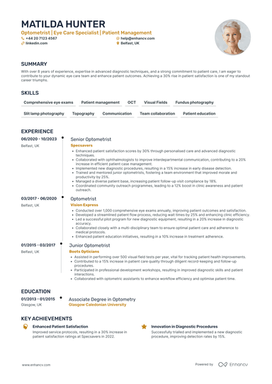 Optometry CV Examples & Guide for 2026