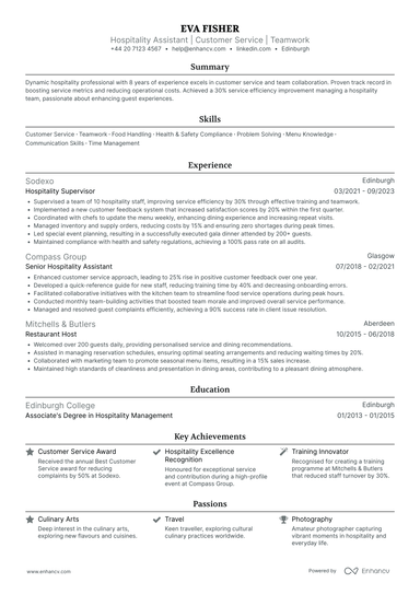 Hospitality CV Examples & Guide for 2026
