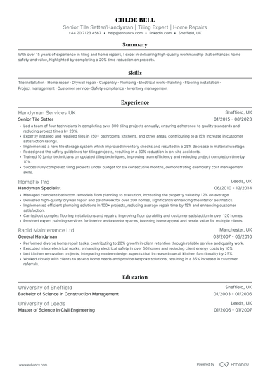 Handyman CV Examples & Guide for 2026