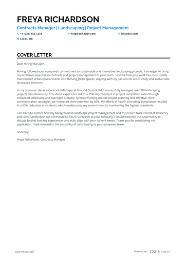 Landscaping Cover Letter Examples & Guide for 2025