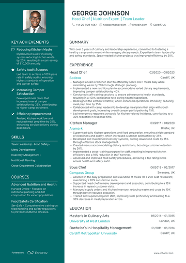 Chef CV Examples & Guide for 2026