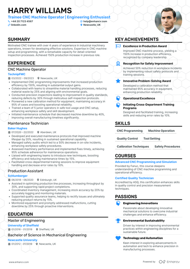 Machine Operator CV Examples & Guide for 2026
