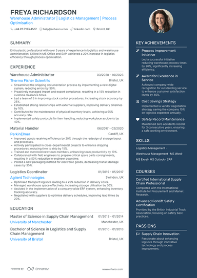 Warehouse CV Examples & Guide for 2026