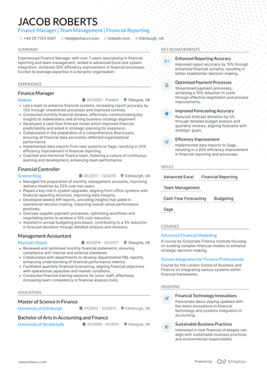 Finance Manager CV Examples & Guide for 2026