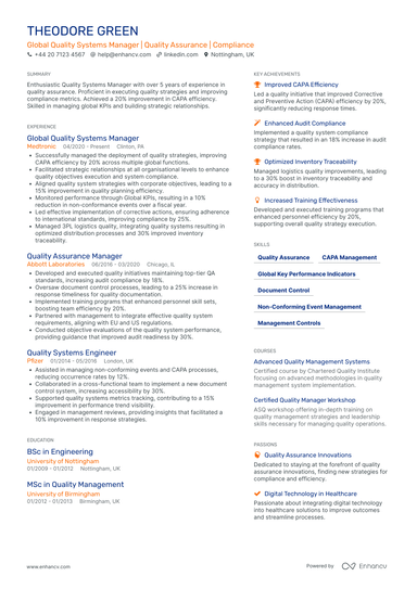 Quality Manager CV Examples & Guide for 2026