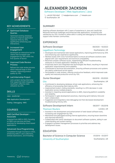 Junior Software Developer CV Examples & Guide for 2025
