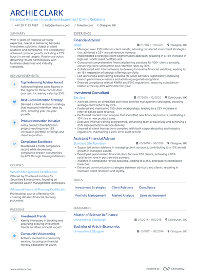Financial Advisor CV Examples & Guide for 2026