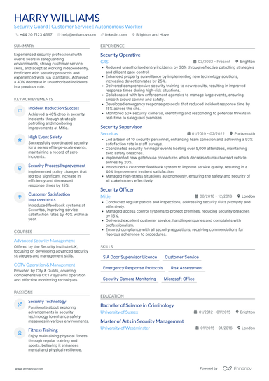 Security Guard CV Examples & Guide for 2026