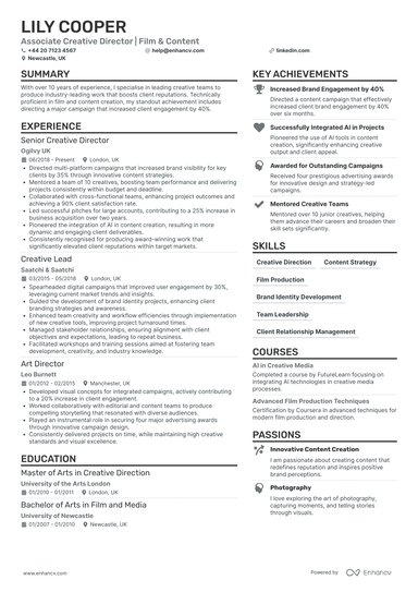 Creative Director CV Examples & Guide for 2026