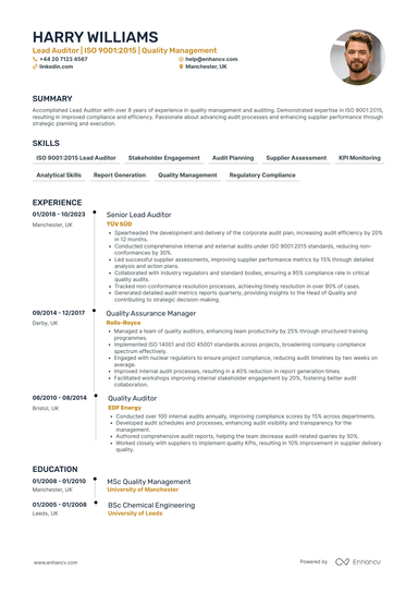 Auditor CV Examples & Guide for 2026