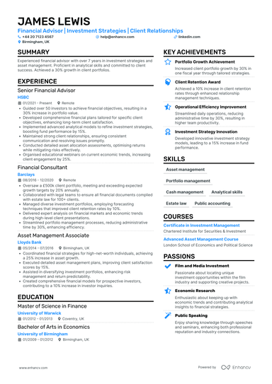Financial Advisor CV Examples & Guide for 2026
