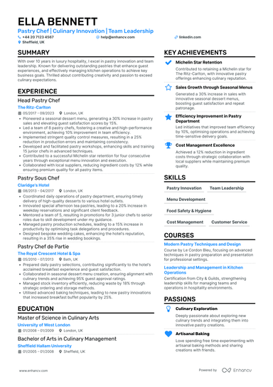 Pastry Chef CV Examples & Guide for 2026