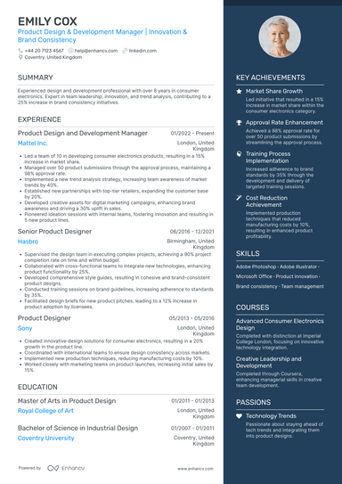 Design Manager CV Examples & Guide for 2026