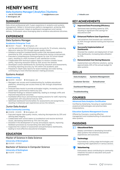 Data Manager CV Examples & Guide for 2026