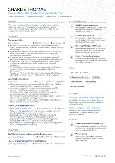 Carpenter CV Examples & Guide for 2026