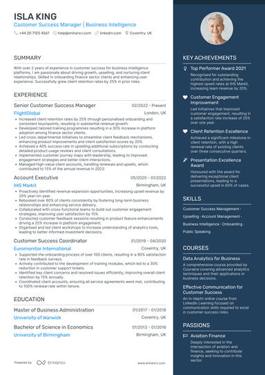 Customer Success Manager CV Examples & Guide for 2026