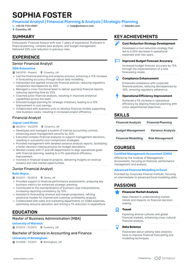 Financial Analyst CV Examples & Guide for 2026