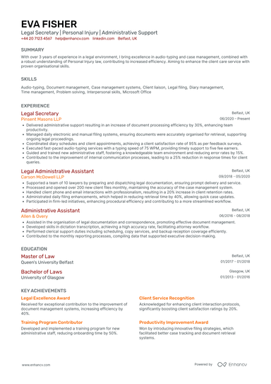 Legal Secretary CV Examples & Guide for 2026