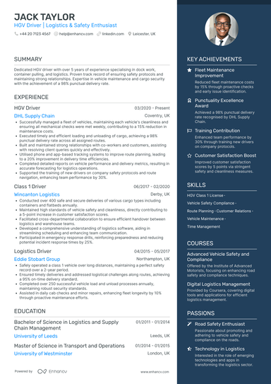 Truck Driver CV Examples & Guide for 2026