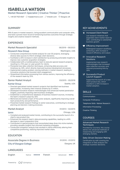 Market Research CV Examples & Guide for 2026