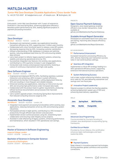 Java Developer CV Examples & Guide for 2025