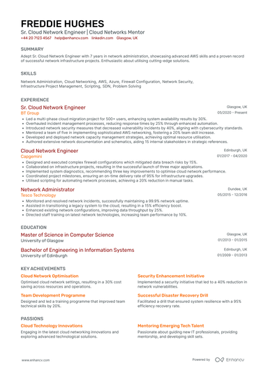 Network Engineer CV Examples & Guide for 2026