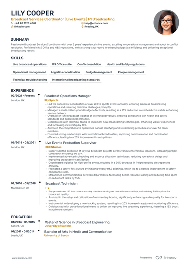 Production Coordinator CV Examples & Guide for 2026