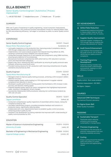 Quality Control CV Examples & Guide for 2026