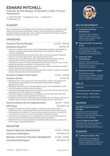 Customer Service Manager CV Examples & Guide for 2026