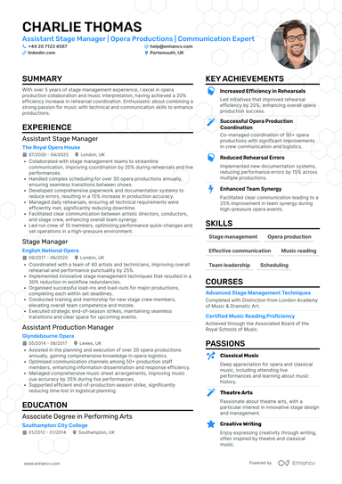 Stage Manager CV Examples & Guide for 2026