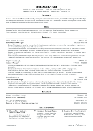 Senior Account Manager CV Examples & Guide for 2026