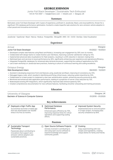 Full Stack Developer CV Examples & Guide for 2026