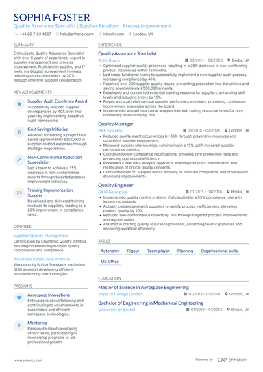 Quality Engineer CV Examples & Guide for 2026