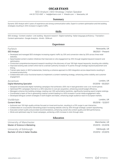 SEO CV Examples & Guide for 2026