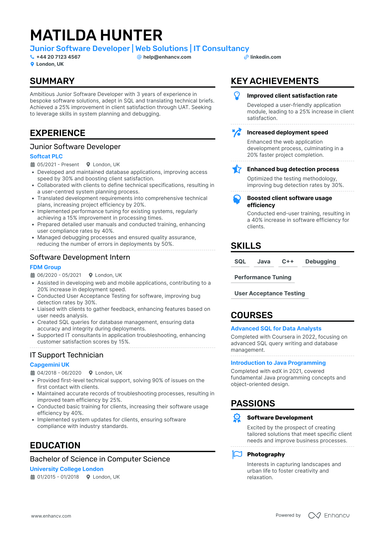 Junior Web Developer CV Examples & Guide for 2025