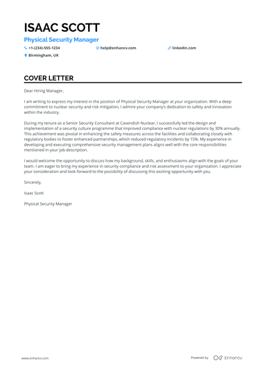 Security Manager Cover Letter Examples & Guide for 2025
