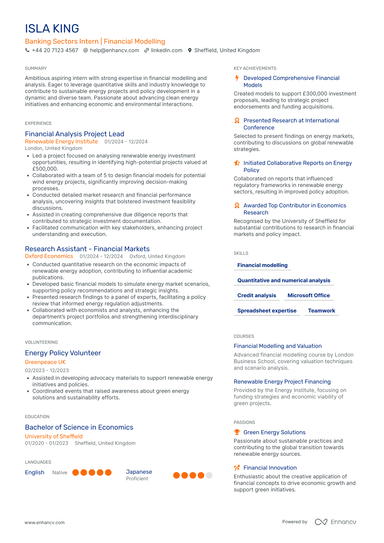 Finance Intern CV Examples & Guide for 2026